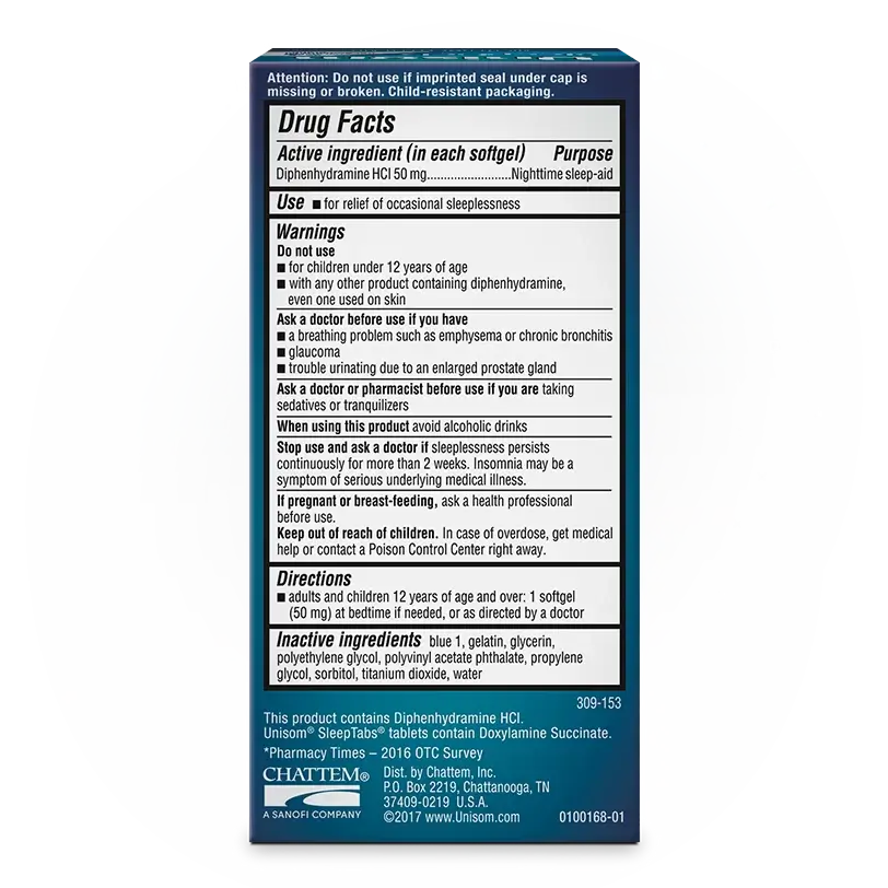 SleepGels® | Unisom® Soft Liquid Gel Capsules For Sleeping