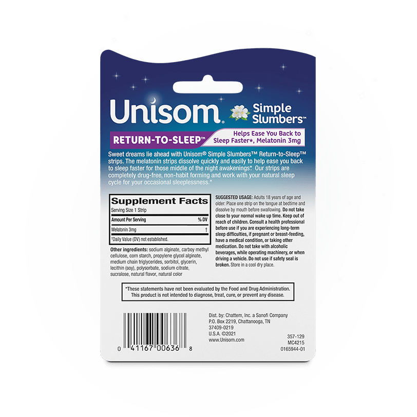 Simple Slumbers® Return to Sleep™ Melatonin Sleep Strips | Unisom®